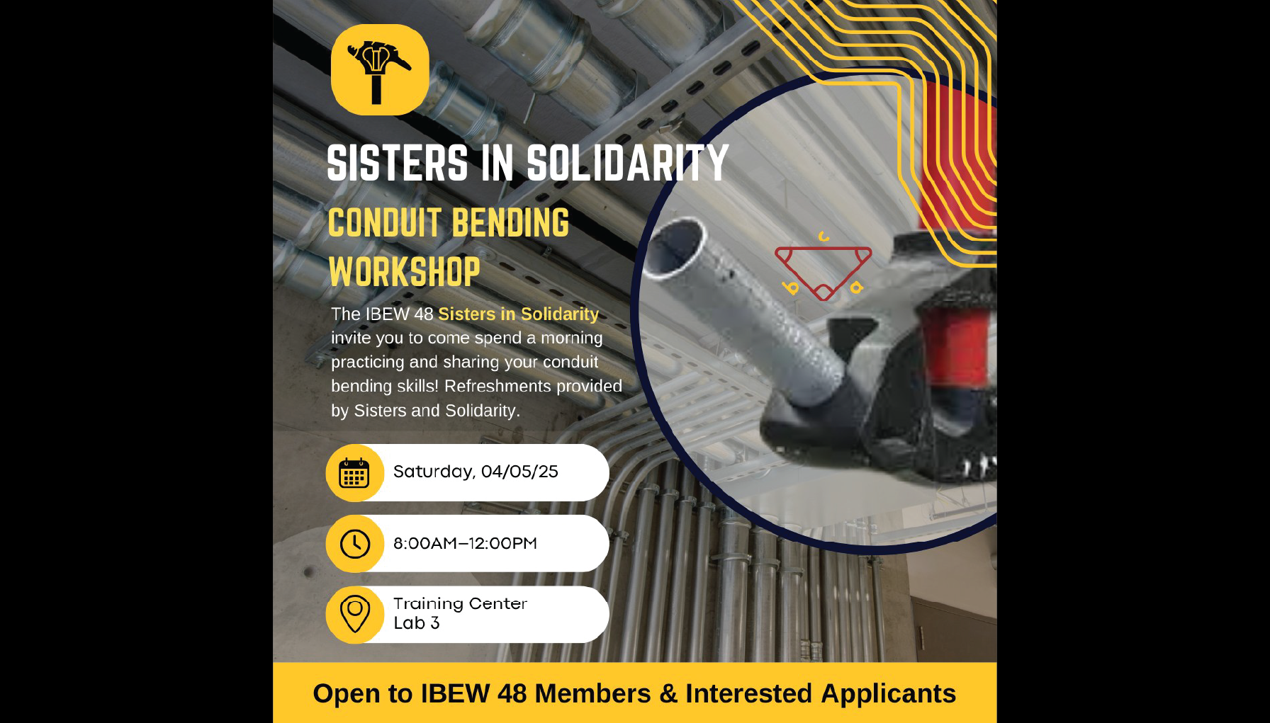 Sisters in Solidarity Conduit Bending Workshop on Saturday, April 5th ...