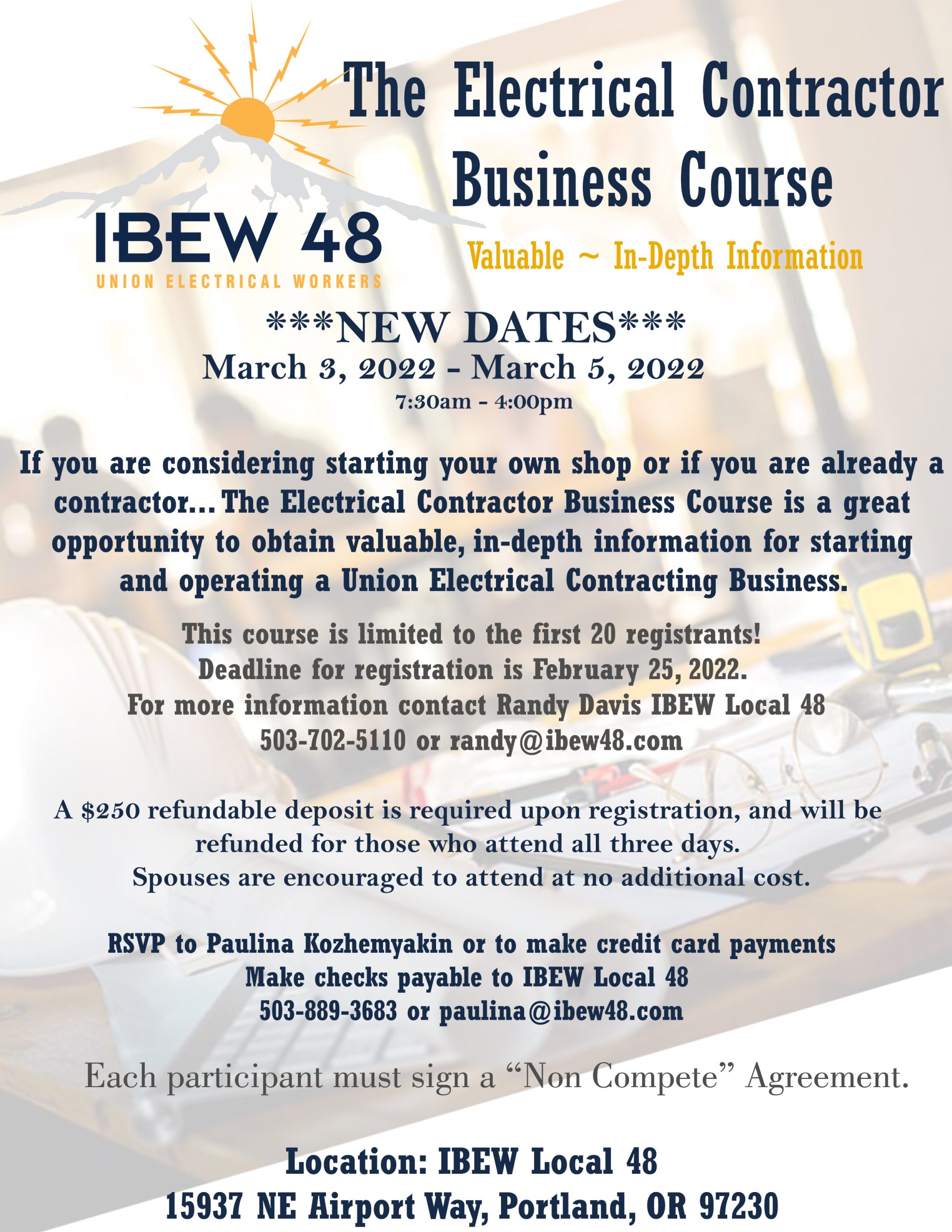 Electrical Contractor Business Course — IBEW Local 48 Electricians ...