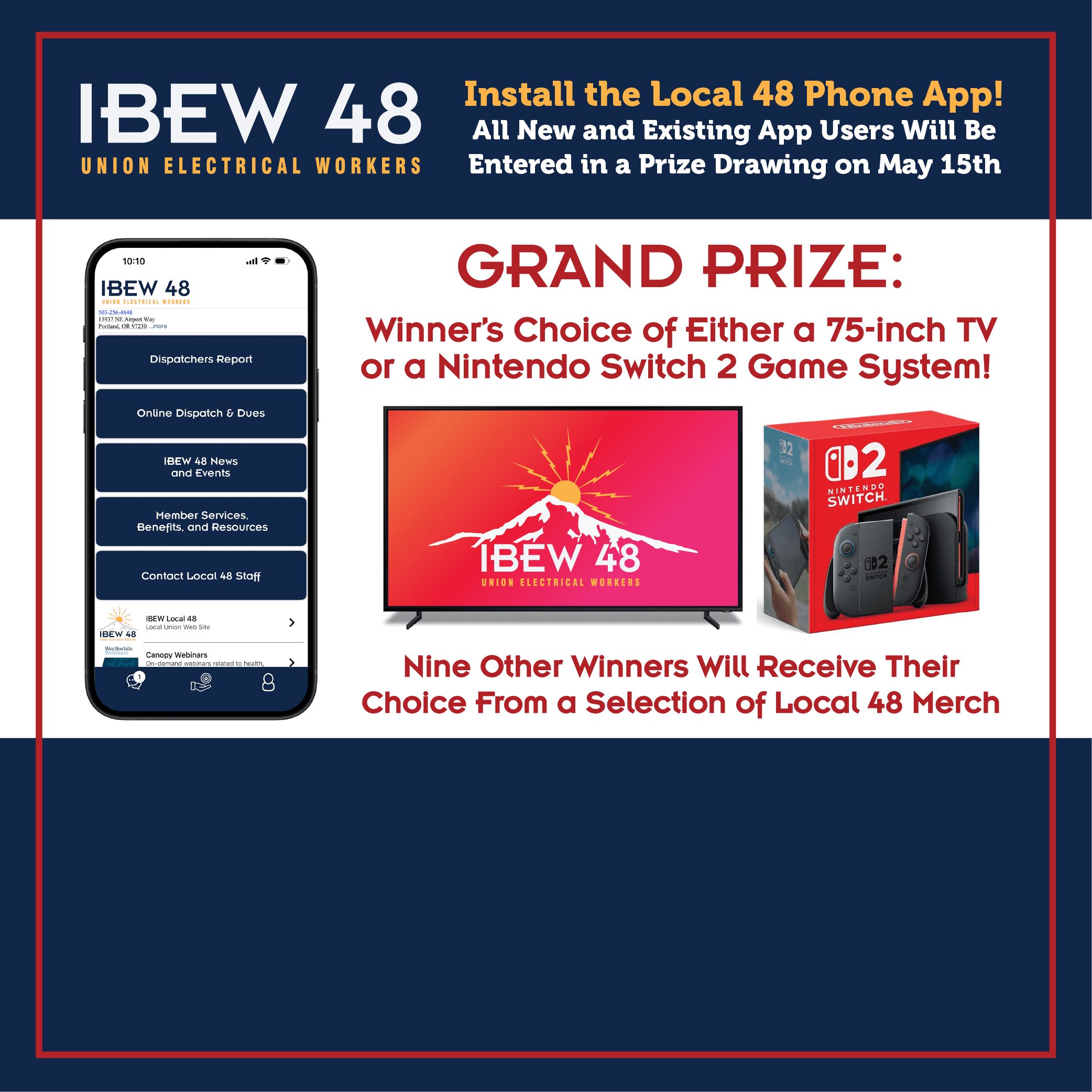 Local 48 Phone App Prize Drawing on May 15th — IBEW Local 48 ...